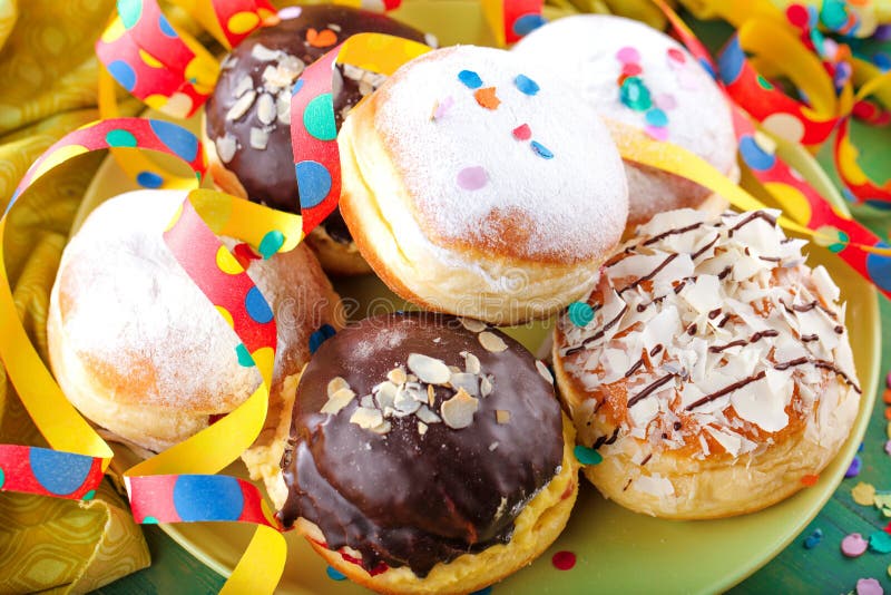German Donuts - Krapfen or Berliner - Filled with Jam for Carnival ...