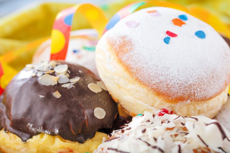 German Donuts - Krapfen or Berliner - Filled with Jam for Carnival ...
