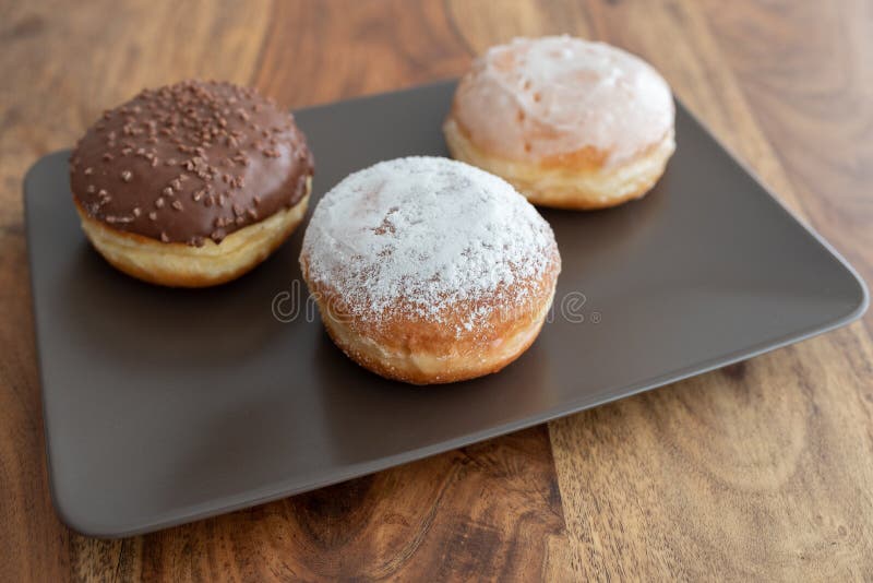 German Doughnuts Known As Berliner with Different Fillings and Icings ...