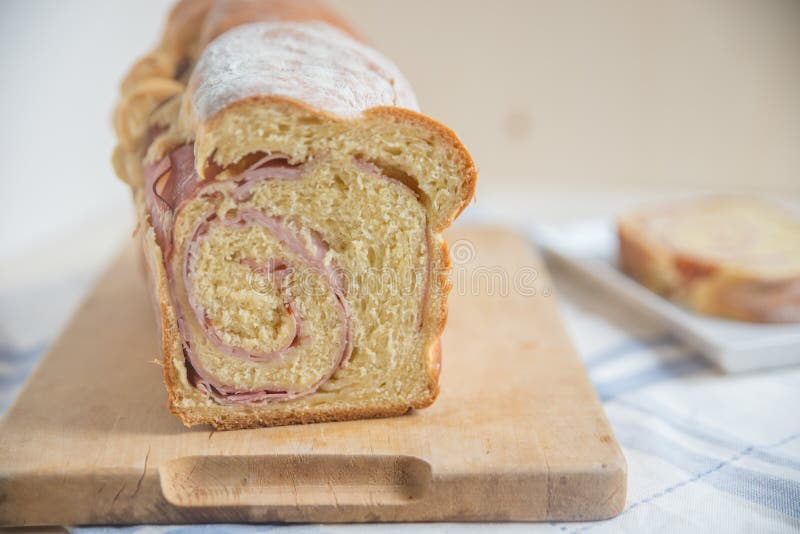 German Easter Bread Stuffed with Ham Stock Photo - Image of healthy ...