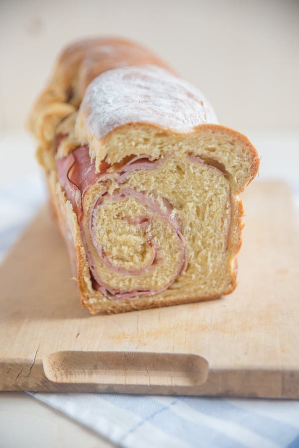 German Easter Bread Stuffed with Ham Stock Image - Image of cheese ...