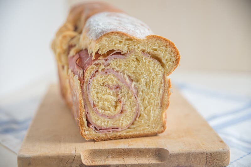 German Easter Bread Stuffed with Ham Stock Photo - Image of dinner ...