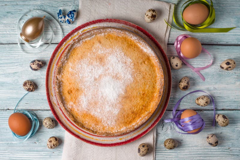 German Easter Cake on the White Wooden Table Top View Stock Image ...