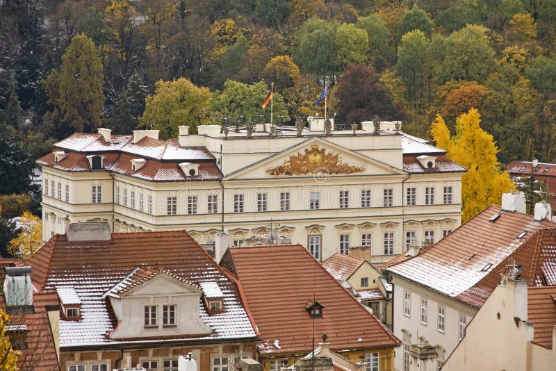 The German Embassy in Prague during Autumn. Stock Photo - Image of ...
