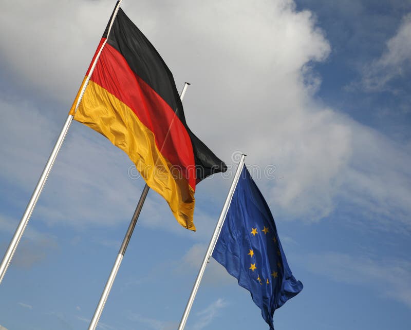 Reichstag with German and European Flags Stock Image - Image of symbol ...