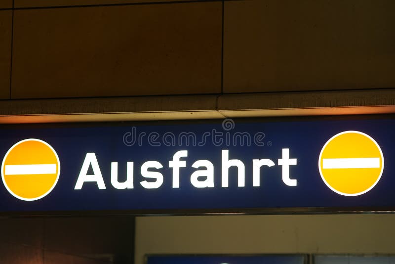 German Exit Sign To Carpark Stock Photo - Image of boundary, arrow ...