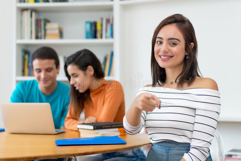 German Female Student with Group of Computer Science Students Stock ...
