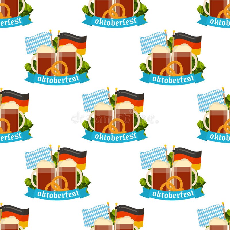 German Festival Seamless Pattern Bavarian Oktoberfest Vector Stock ...