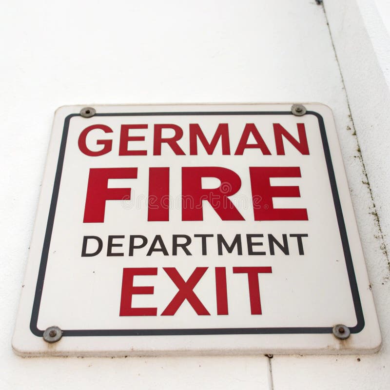 German Fire Department Exit Sign Isolated on White Background Stock ...