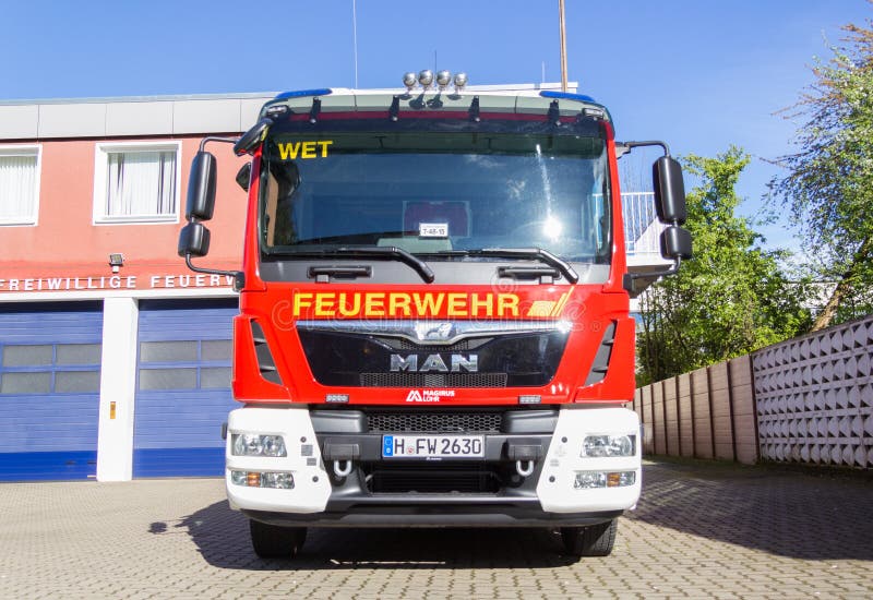German Fire Engine Stands on Street Editorial Stock Photo - Image of ...