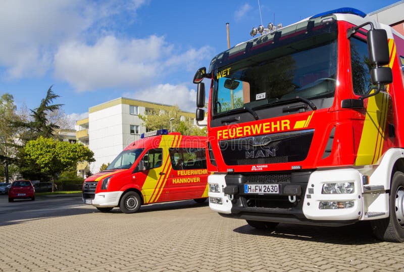 German Fire Engine Stands on Street Editorial Stock Image - Image of ...