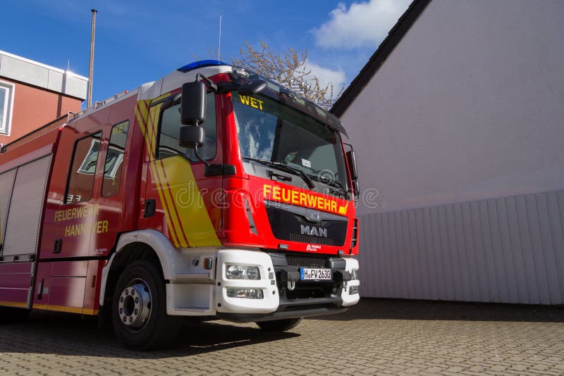 German Fire Engine Stands on Street Editorial Stock Photo - Image of ...