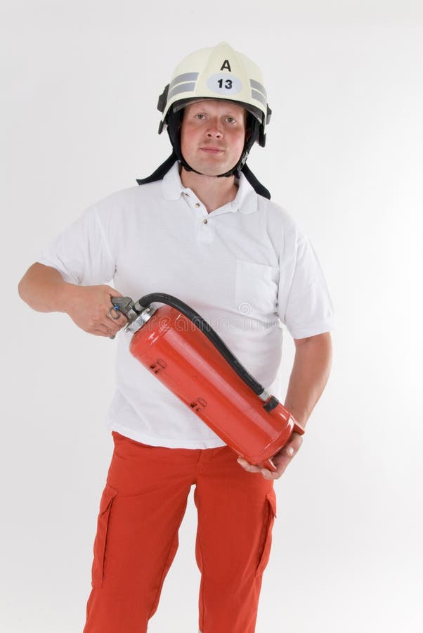 German Fireman Feuerwehr Stands Near an Accident Stock Photo - Image of ...