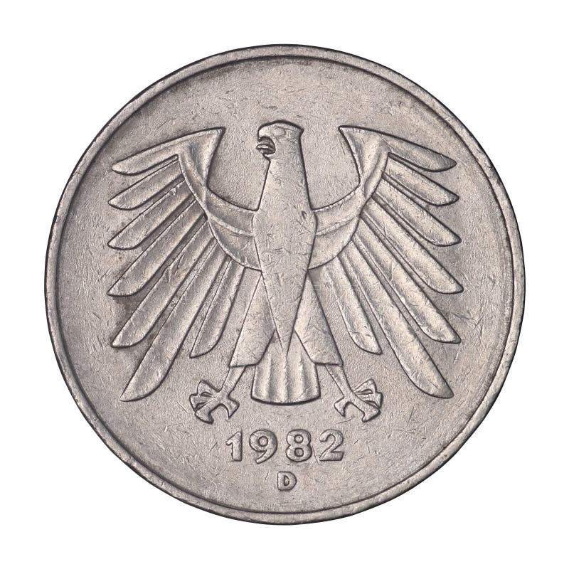 German Five Mark Coin from 1982 Stock Image - Image of obverse, bank ...