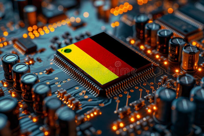 German Flag on Computer Motherboard Stock Photo - Image of german ...