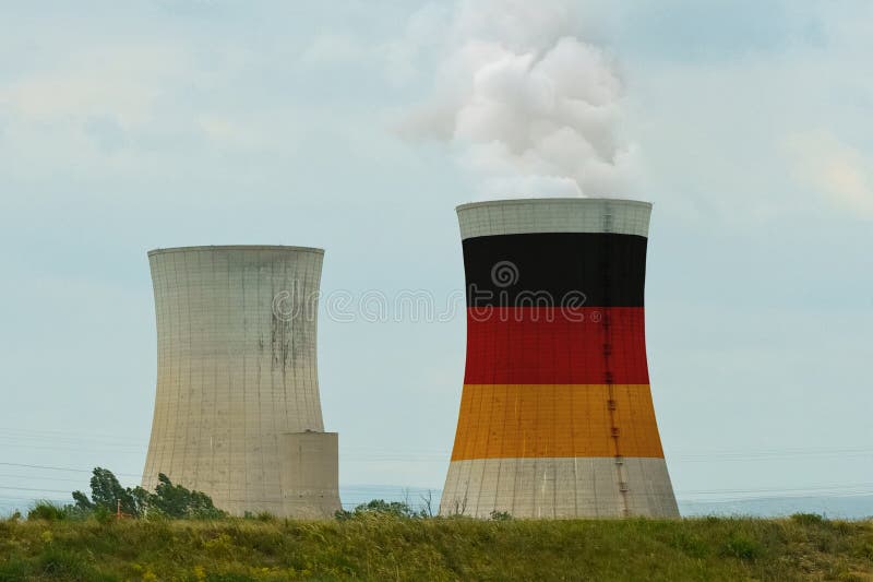 The German Flag is Depicted on the Cooling Tower of the Nuclear Power ...