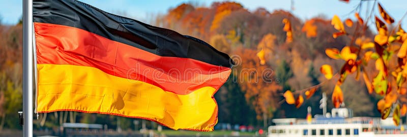 German Flag Displayed Against the Stunning Backdrop of the Bavarian ...