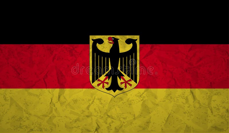 German Flag with the Effect of Crumpled Paper and Grunge Stock ...