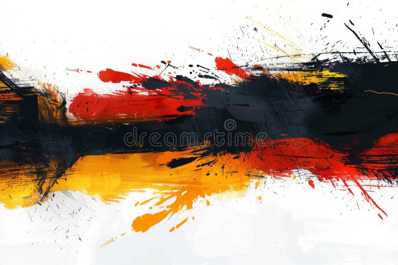 German Flag Illustration with Brush Strokes and Paint Splashes ...