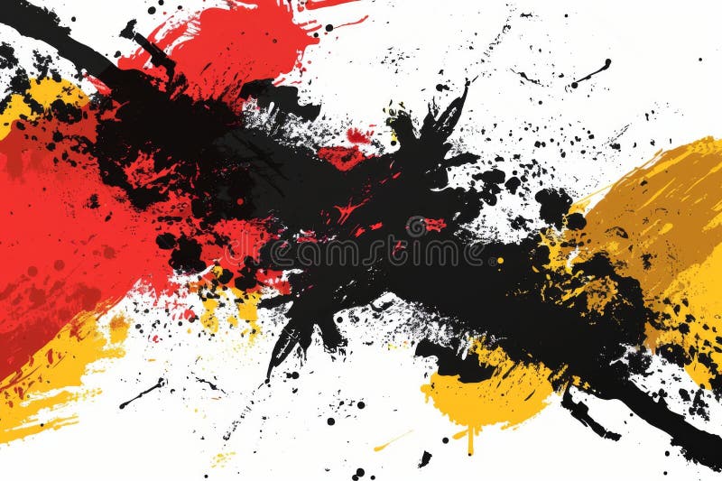 German Flag Illustration with Brush Strokes and Paint Splashes ...