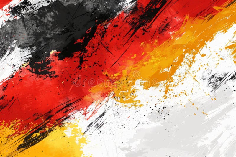 German Flag Illustration with Brush Strokes and Paint Splashes ...