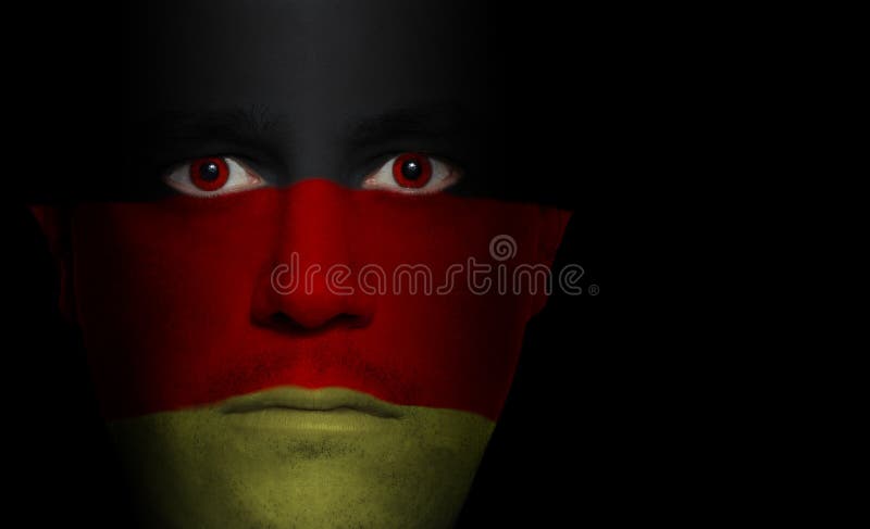 German Flag - Male Face stock photo. Image of fanatic - 3088564