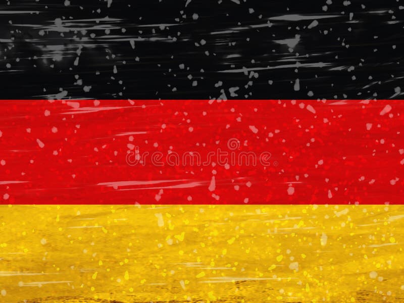 An Image of a German Flag in the Rain with Falling Snow Stock Image ...