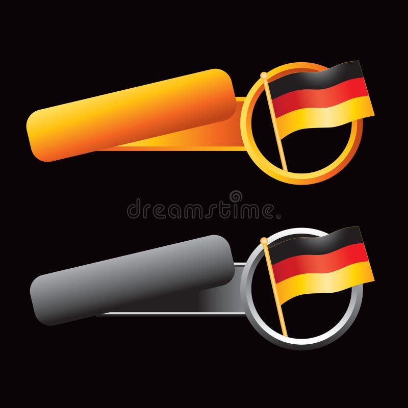 German Flag on Tilted Orange and Gray Banners Stock Vector ...
