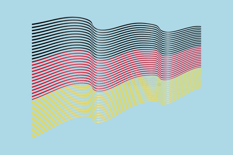 German Flag Vector on Blue Background. Wave Stripes Flag, Line I Stock ...