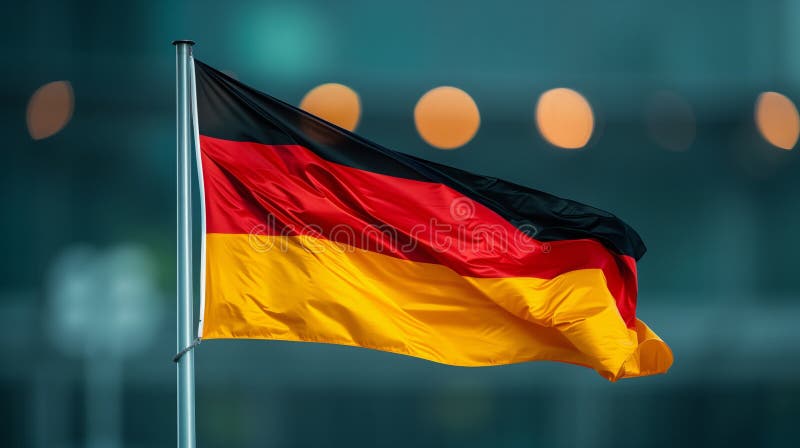A German Flag Waves in the Wind Stock Image - Image of fabric, daytime ...