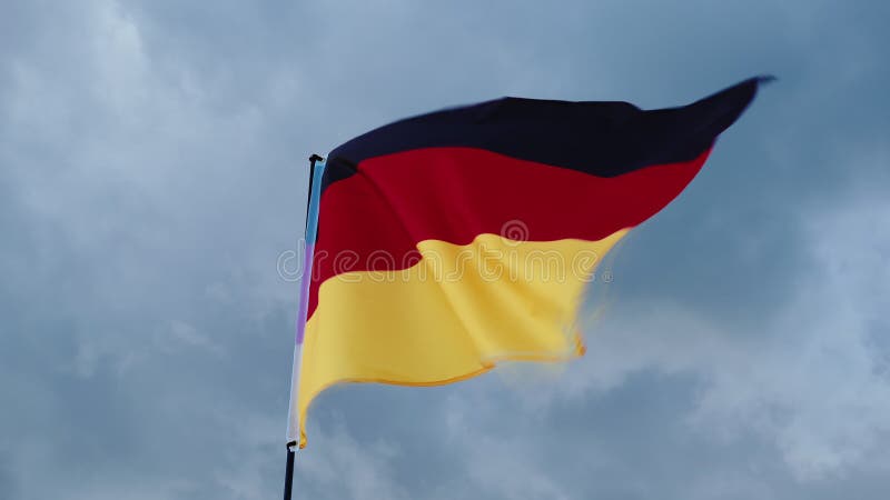 Real German Flag Wave in Clouds Sky Background Stock Footage - Video of ...