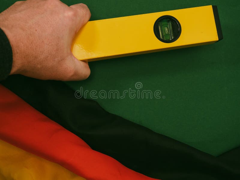 German Flag and Work Tool on Green. Concept Made in Germany Stock Image ...