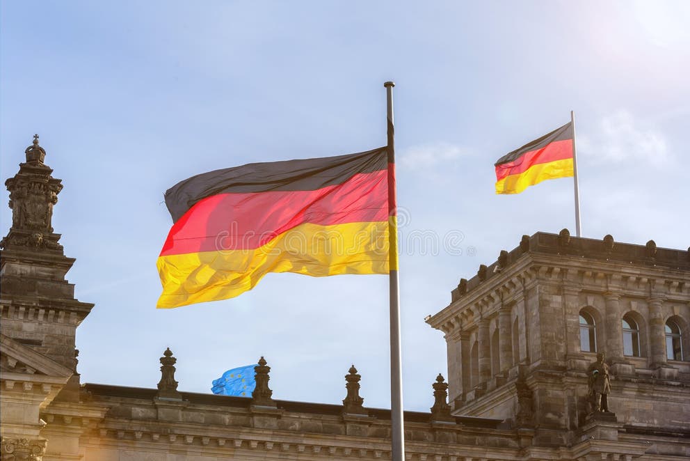 German Flags on German Bundestag Editorial Stock Photo - Image of blue ...