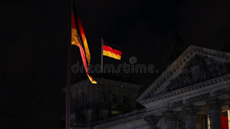 German Flags on the German Reichstag Building in the Wind Video Stock ...
