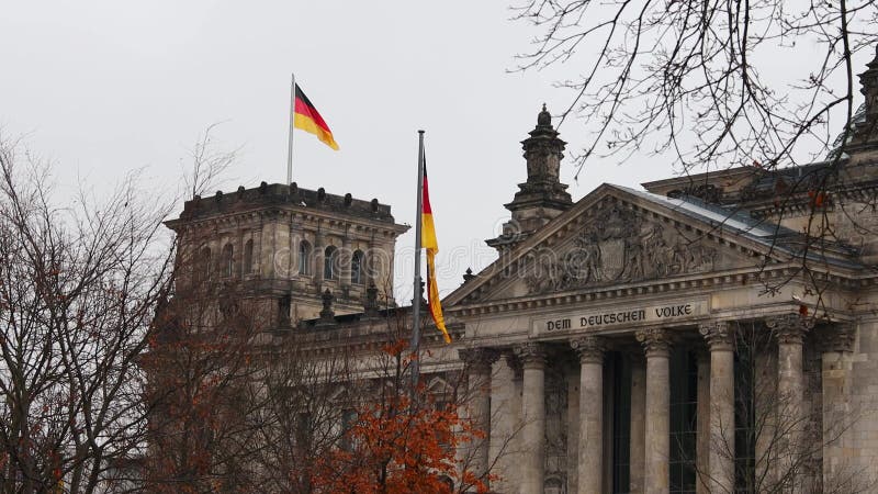 German Flags on the German Reichstag Building in the Wind Video Stock ...
