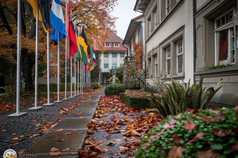 German Flags in a Row Displayed, Symbolizing Patriotic Celebration and ...