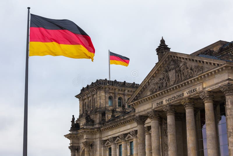 German Flags Waving Near the German Reichtstag Stock Photo - Image of ...