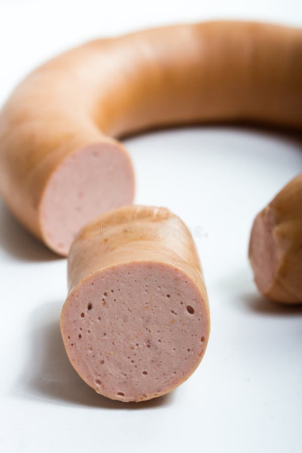 German Fleischwurst Sausages Stock Image - Image of white, textured ...