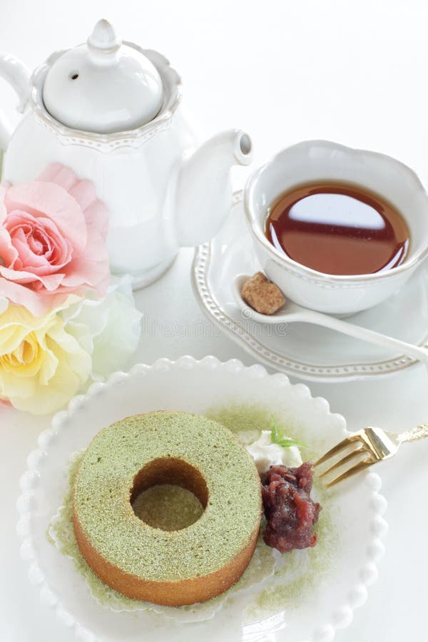 German Food, Baumkuchen Green Tea Cake Stock Image - Image of dish ...