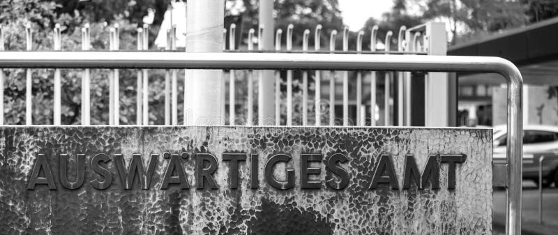 German Foreign Office Bonn Germany Sign in Black and White Stock Image ...