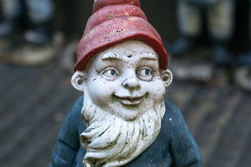 Garden Gnome with Blue Shirt and Red Cap Stock Image - Image of gnomes ...