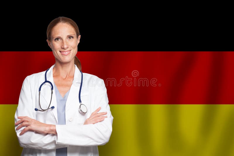 German General Practitioner Doctor on the Flag of Germany Stock Image ...