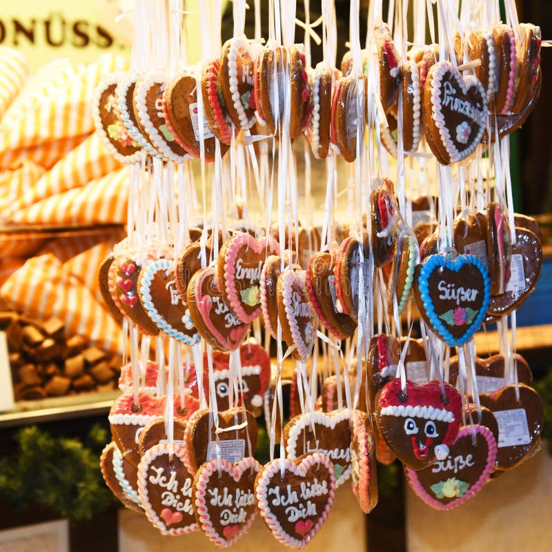 German Gingerbread on a Christmas Fair Stock Photo - Image of dessert ...