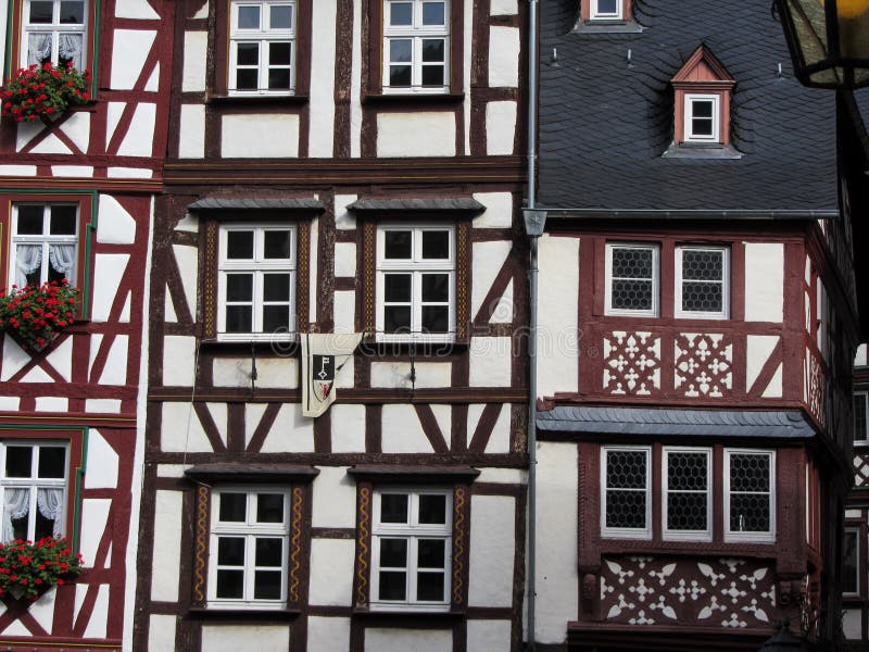 German Half-Timbered House Road Stock Image - Image of exterior, france ...