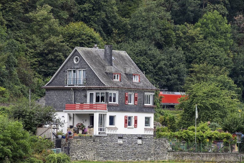 German House in Mountain Valley Stock Photo - Image of german ...