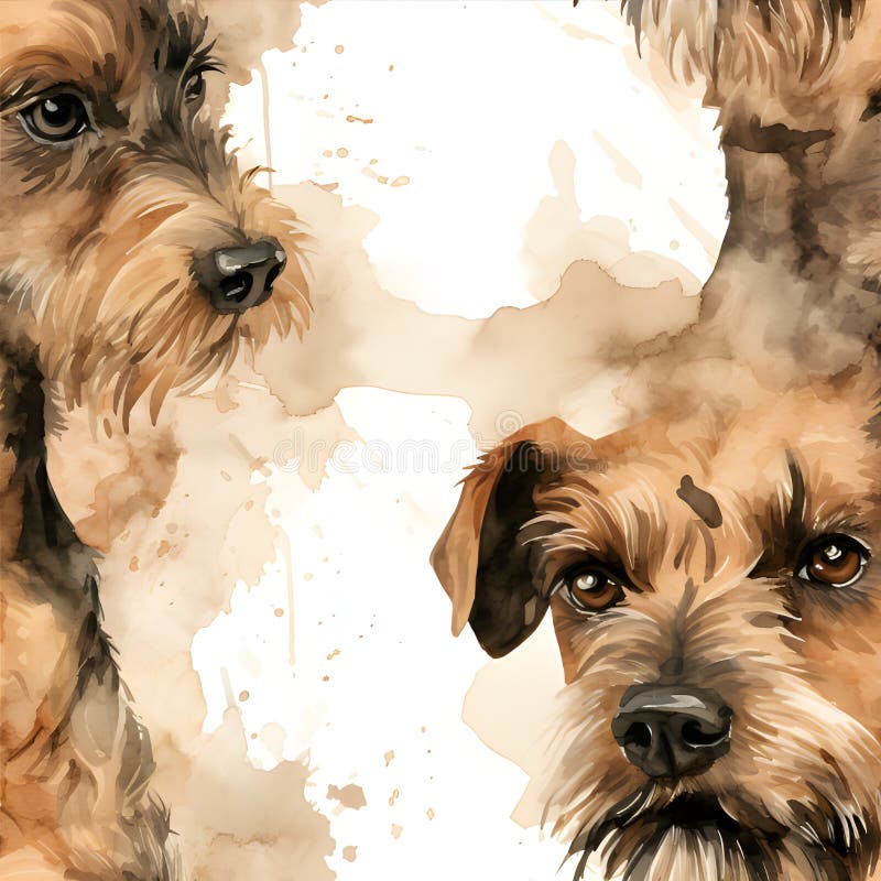 German Hunting Terrier Watercolor Dog Pattern, AI Generated Stock ...