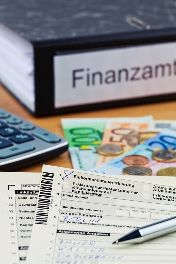 German income tax return stock image. Image of additional - 25494591
