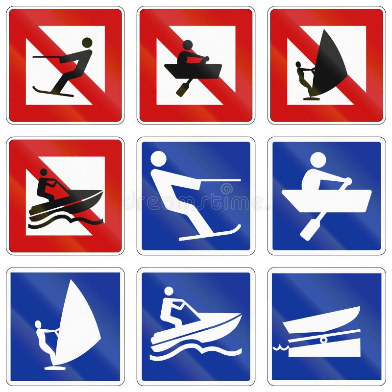 German Inland Water Navigation Sign - Water Skiing is Prohibited Stock ...