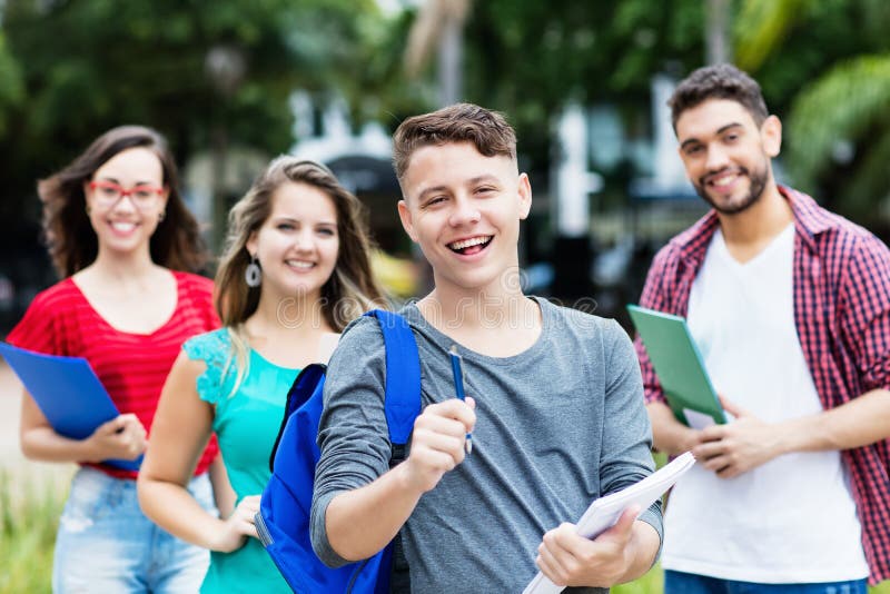 German Male Student with Group of Other Students Stock Photo - Image of ...