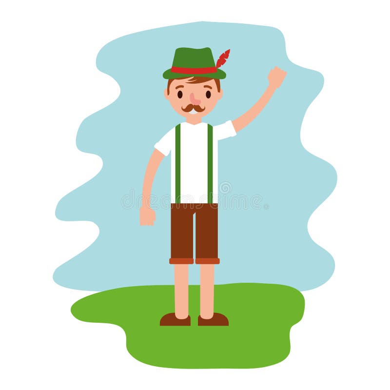 German Man with Typical Costume on Field Stock Vector - Illustration of ...
